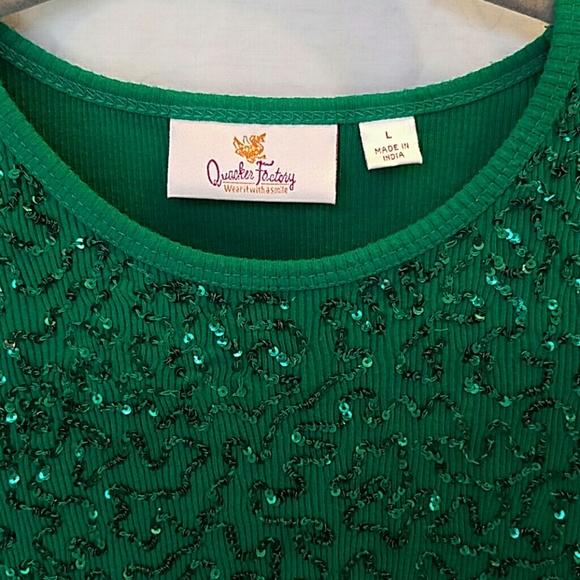 Quacker Factory | Tops | Quacker Factory Sz Large Green Sequined Front ...